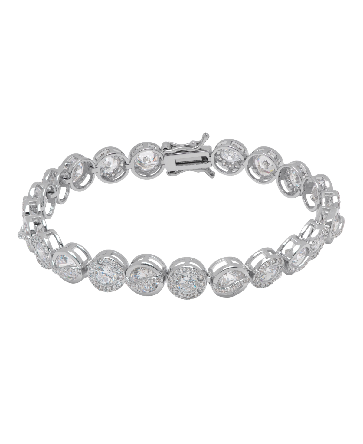 Click here for Macys Fine Silver Plated Cubic Zirconia Round Halo... prices