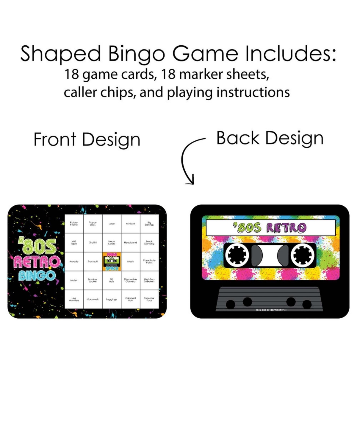 Big Dot Of Happiness 80's Retro - Bar Bingo Cards & Markers Totally ...