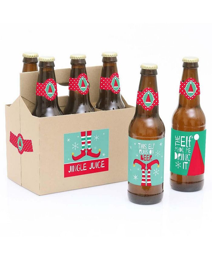 Big Dot of Happiness Elf Squad - Elf Christmas Decorations - 6 Beer ...