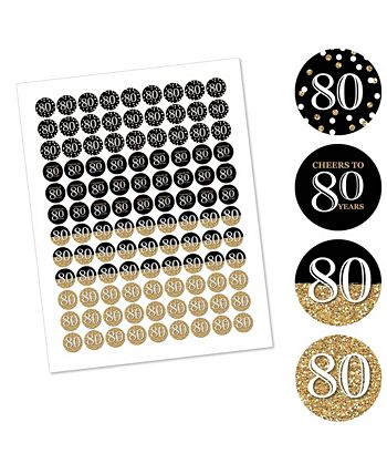 Big Dot of Happiness Adult 80th Birthday - Gold - Round Candy Sticker ...