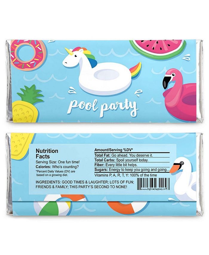 Big Dot of Happiness Make a Splash - Pool Party - Candy Bar Wrapper ...