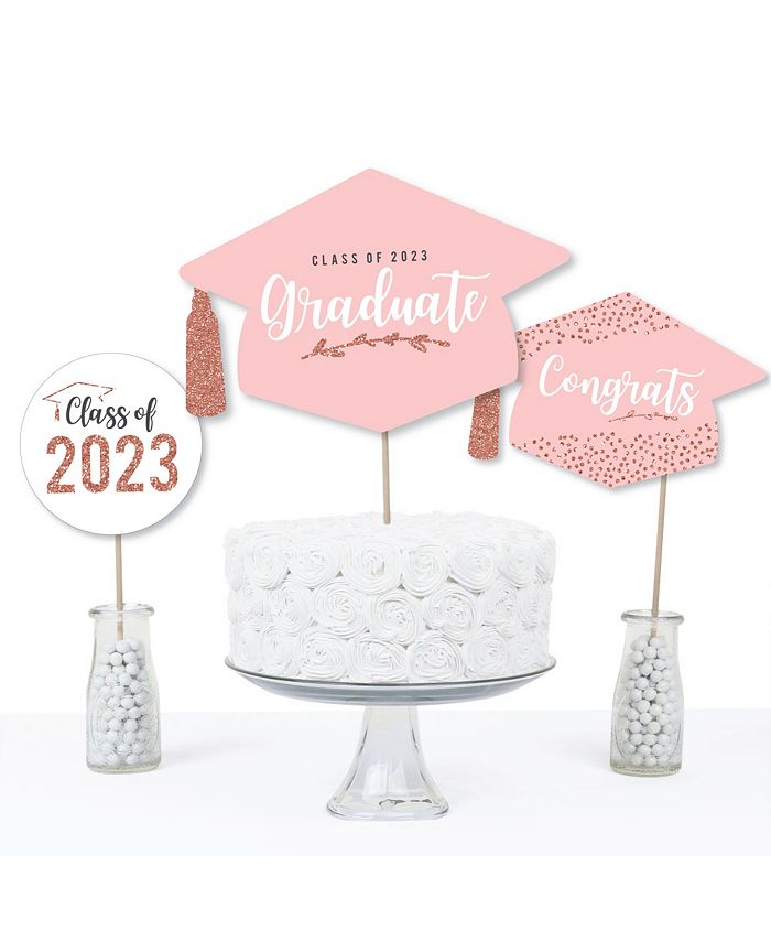 Big Dot of Happiness Rose Gold Grad - 2024 Graduation Centerpiece ...