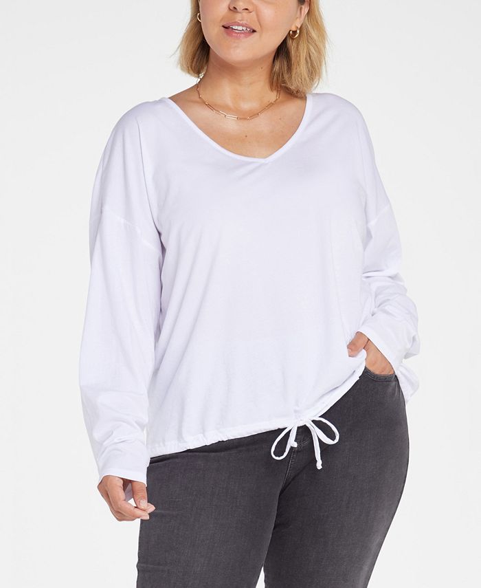 NYDJ Plus Size Long Sleeved Drawstring T-shirt - Macy's