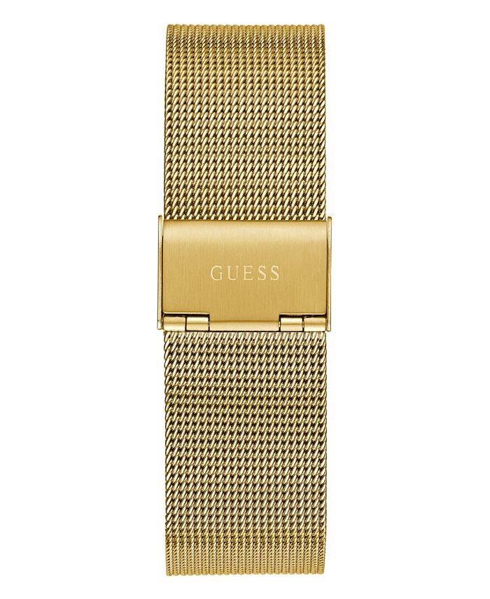 GUESS Men's Three-Hand Gold-Tone Mesh Watch 42mm - Macy's
