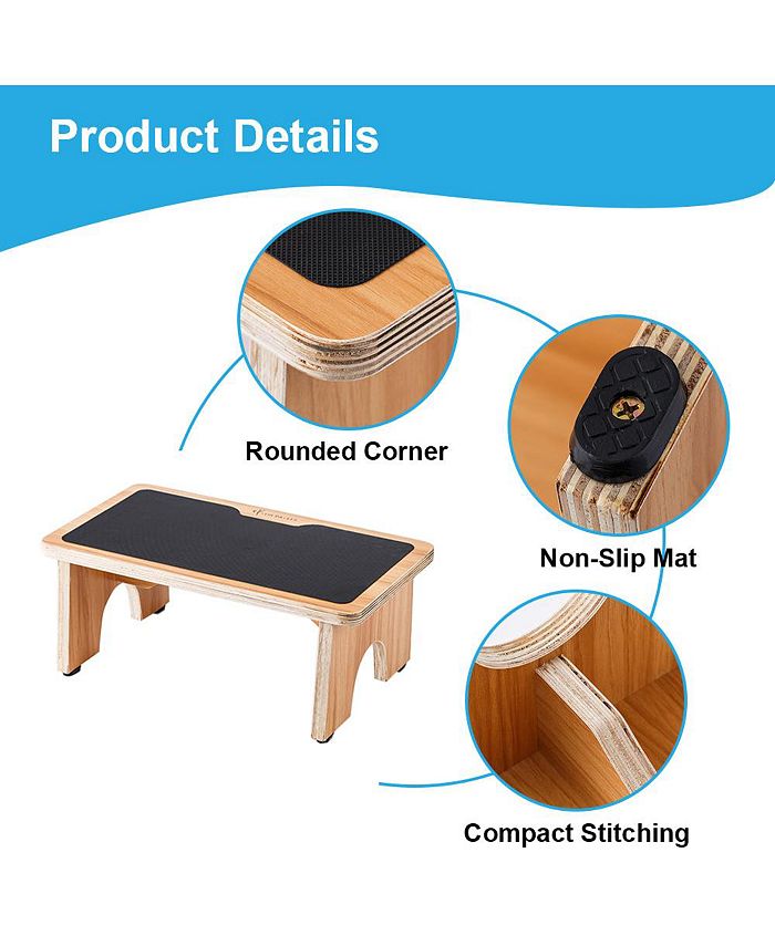 StrongTek Sturdy Wooden Portable One Step Stool Support Up To 300lb ...