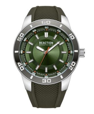Kenneth Cole Reaction Men's Sporty Three Hand Green Silicon Strap Watch ...