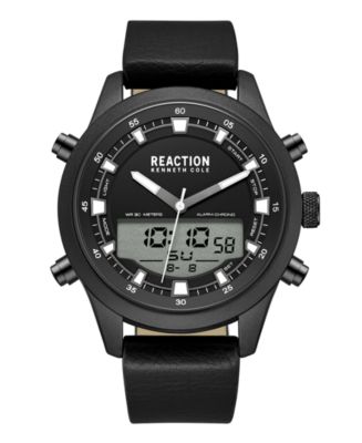 Kenneth Cole Reaction Men's Ana-digi Black Synthetic Leather Strap ...