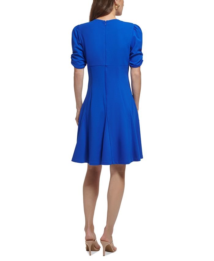 DKNY Women's Twist Puff-Sleeve Godet A-Line Dress - Macy's