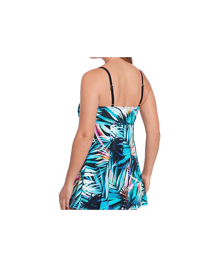 Swim Solutions Womens Tummy Control Empire Waist Swimdress Created