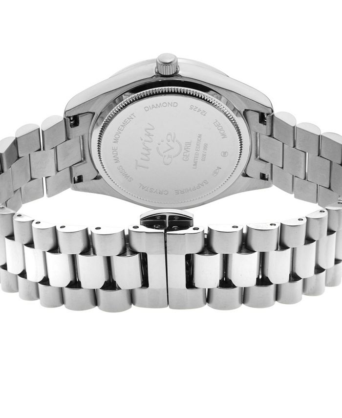 GV2 by Gevril Women's Naples Swiss Quartz Diamond Silver-Tone Stainless ...