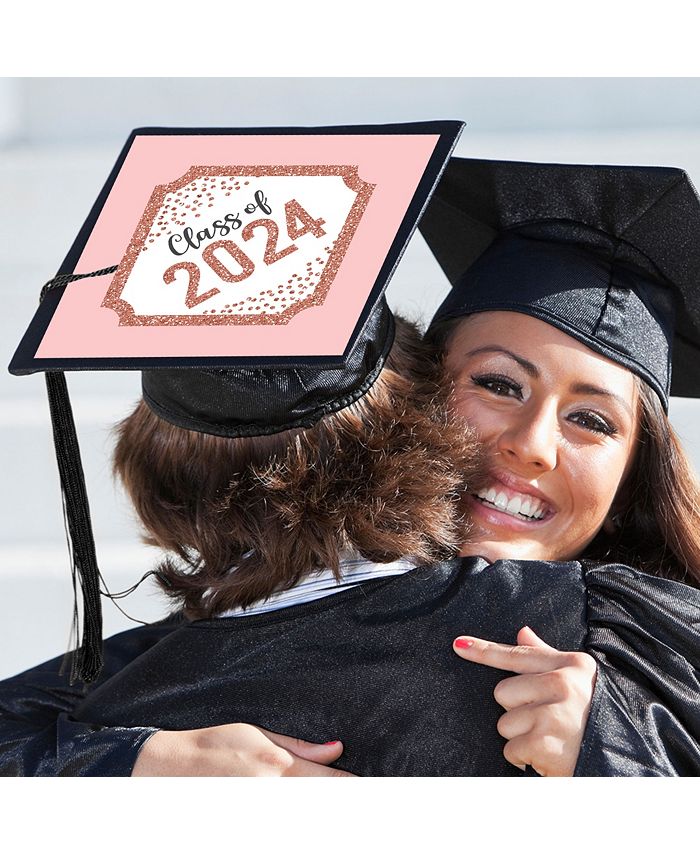 Big Dot of Happiness Rose Gold Grad - 2024 Graduation Cap Decorations ...