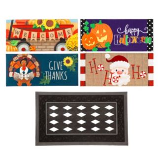 Evergreen Indoor Outdoor Doormat Bundle Set of 5 - Frame and 4 Welcome ...