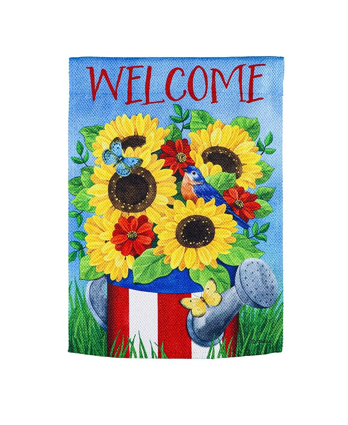 Evergreen Stars and Stripes Watering Can Garden Textured Suede Flag ...