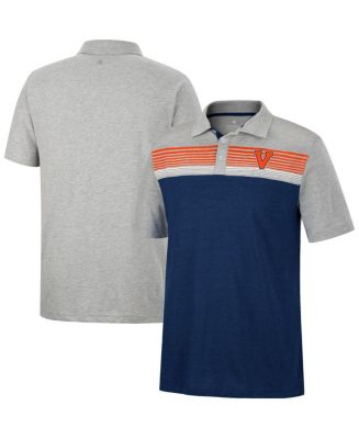Men's Colosseum Navy, Heathered Gray Virginia Cavaliers Caddie Polo ...