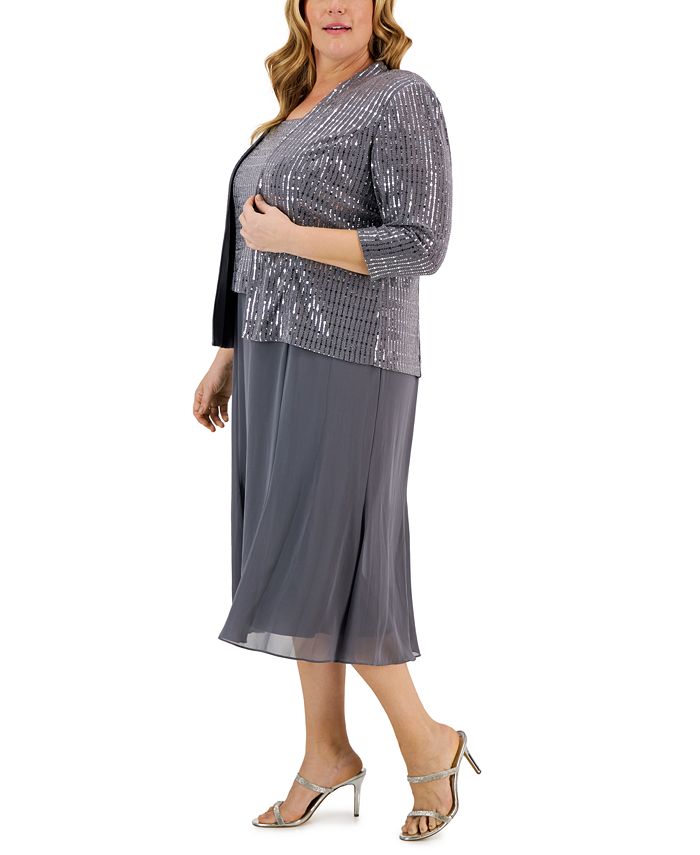 Alex Evenings Plus Size Embellished Jacket Midi Dress - Macy's