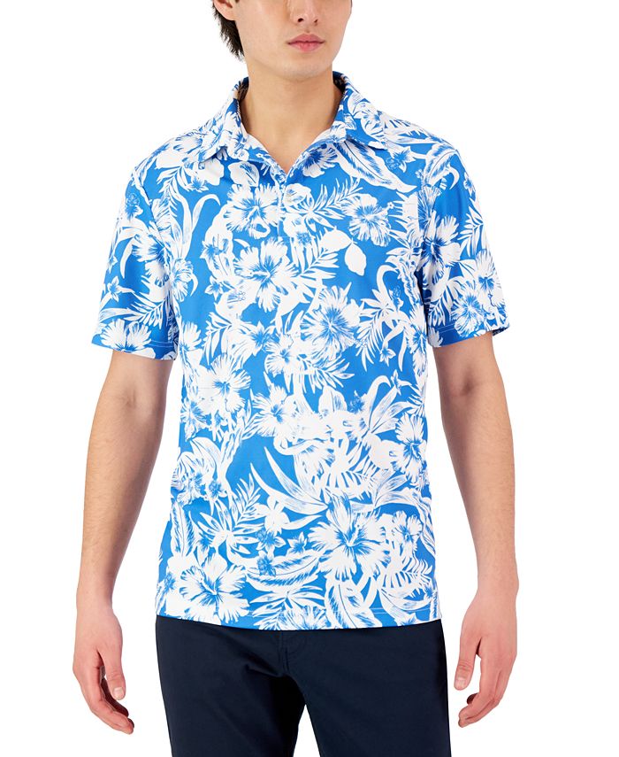 Club Room Men's Vivi Floral Tech Polo, Created For Macy's - Macy's