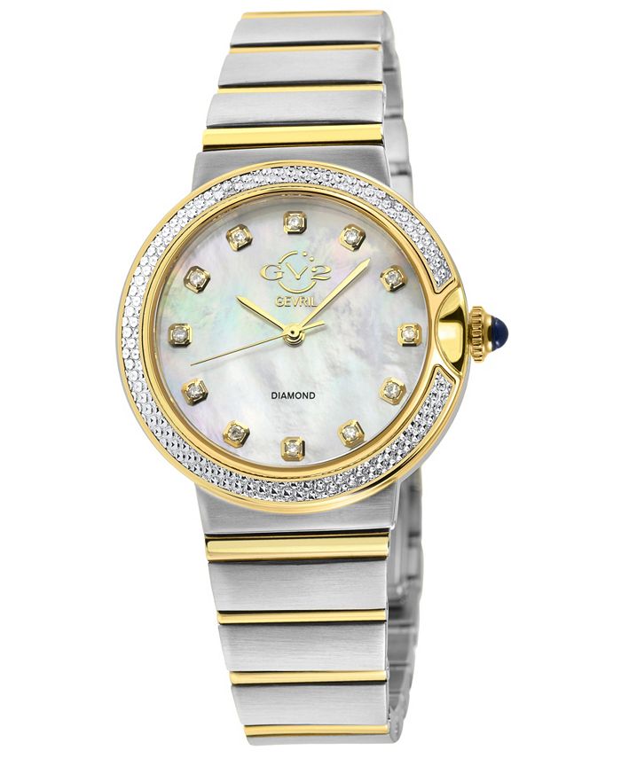 GV2 by Gevril Women's Sorrento Swiss Quartz Diamond Accents Two-Toned ...