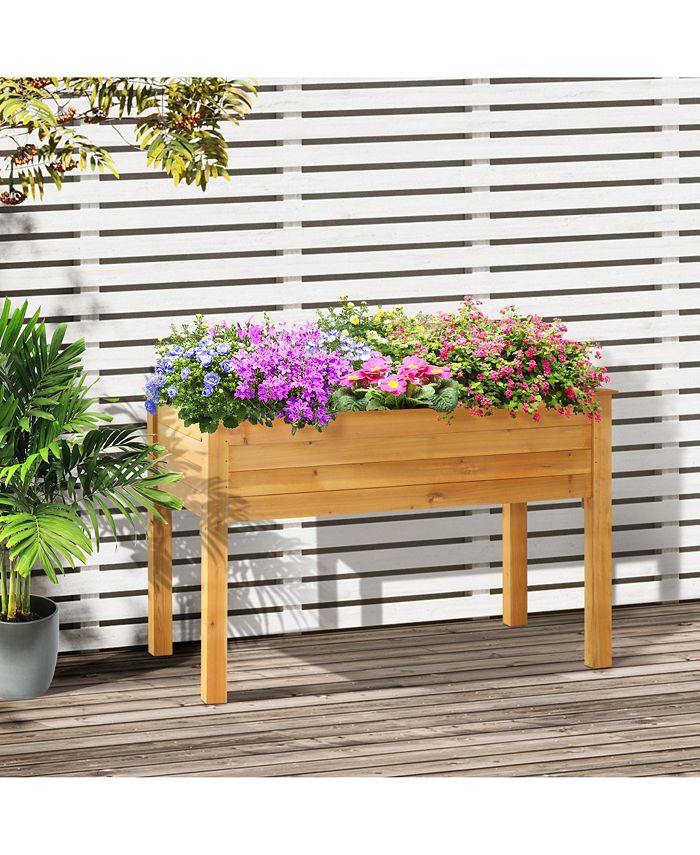 Outsunny Rectangular Raised Garden Bed Vegetable Planter Gardening ...