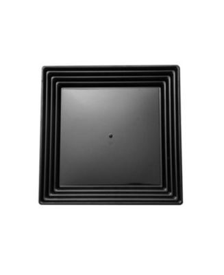 12" x 12" Black Square with Groove Rim Plastic Serving Trays (24 Trays ...