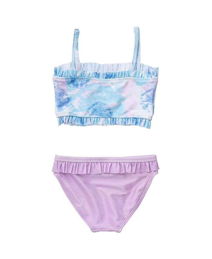 Snapper Rock Toddler, Child Girls Sky Dye Frilled Bandeau Bikini - Macy's