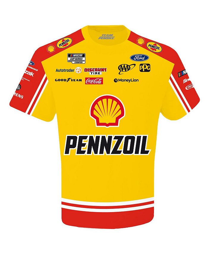 Team Penske Men's White Joey Logano Shell Pennzoil Sublimated Uniform T ...