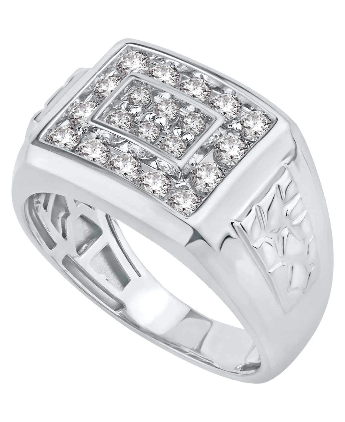 Click here for Mens Diamond Cluster Nugget Detail Ring (1 ct. t.w... prices