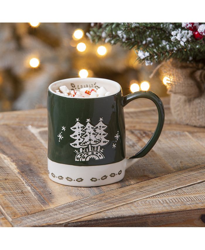 Evergreen 18 oz Ceramic Winter Trees Cup- Dishwasher and Microwave Safe ...