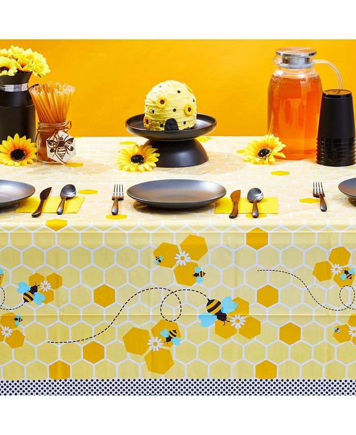 Blue Panda 3 Pack Bee Tablecloth, for Kids Birthday Party, Baby Shower ...