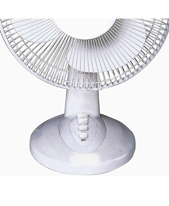Optimus 12" Oscillating Table Fan in White - Macy's