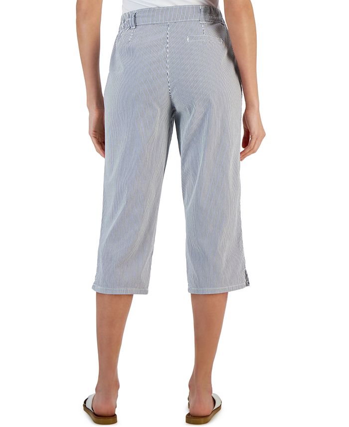 Karen Scott Women's Corded Striped Capri Pants, Created for Macy's - Macy's