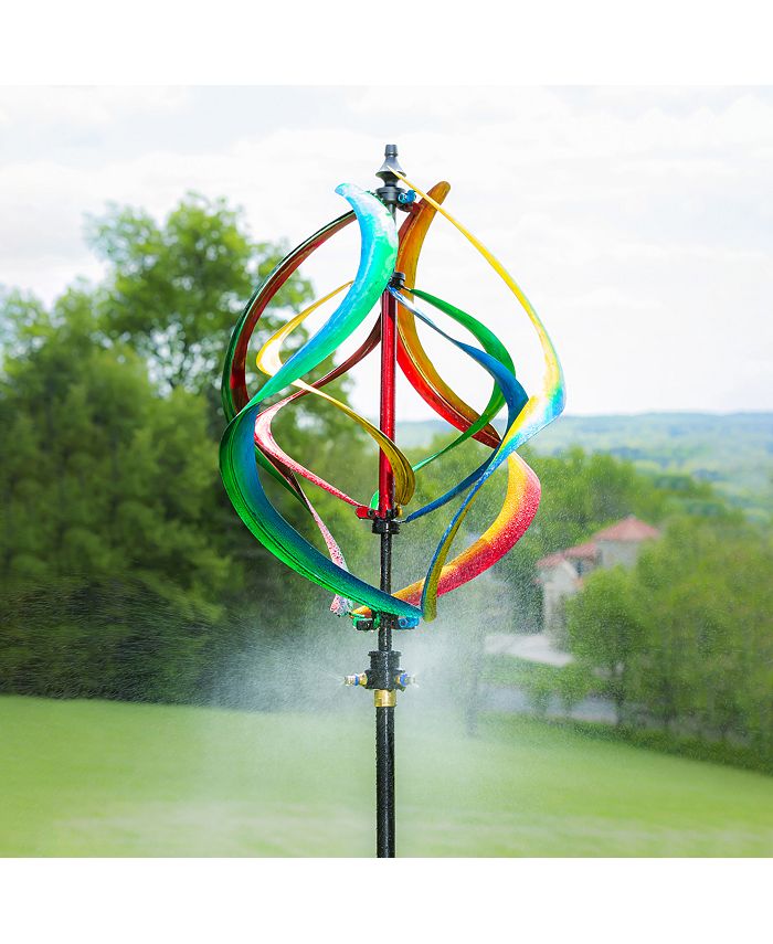 Evergreen 89"H Misting Wind Spinner, Multicolor Helix- Fade and Weather ...