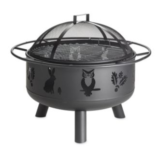 Evergreen Woodland Animals Wood-Burning Fire Pit, Black- 30 x 23.5 x 30 ...