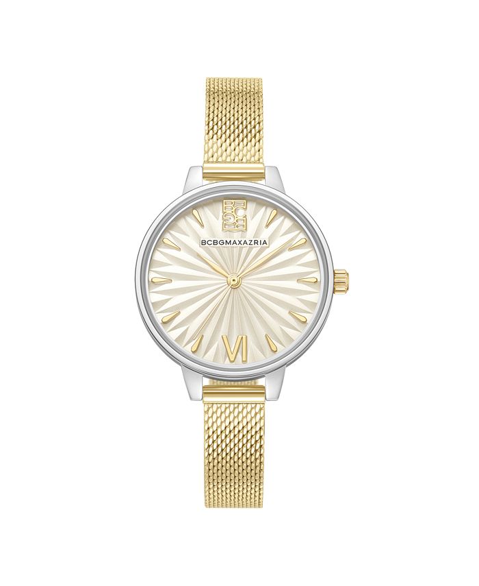 BCBGMAXAZRIA Women's Classic Gold-Tone Stainless Steel Mesh Watch 32mm ...