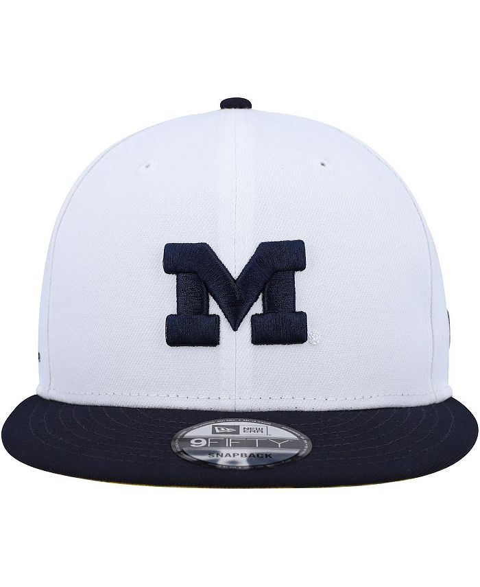 New Era Men's White, Navy Michigan Wolverines Two-Tone Mascot 9FIFTY ...