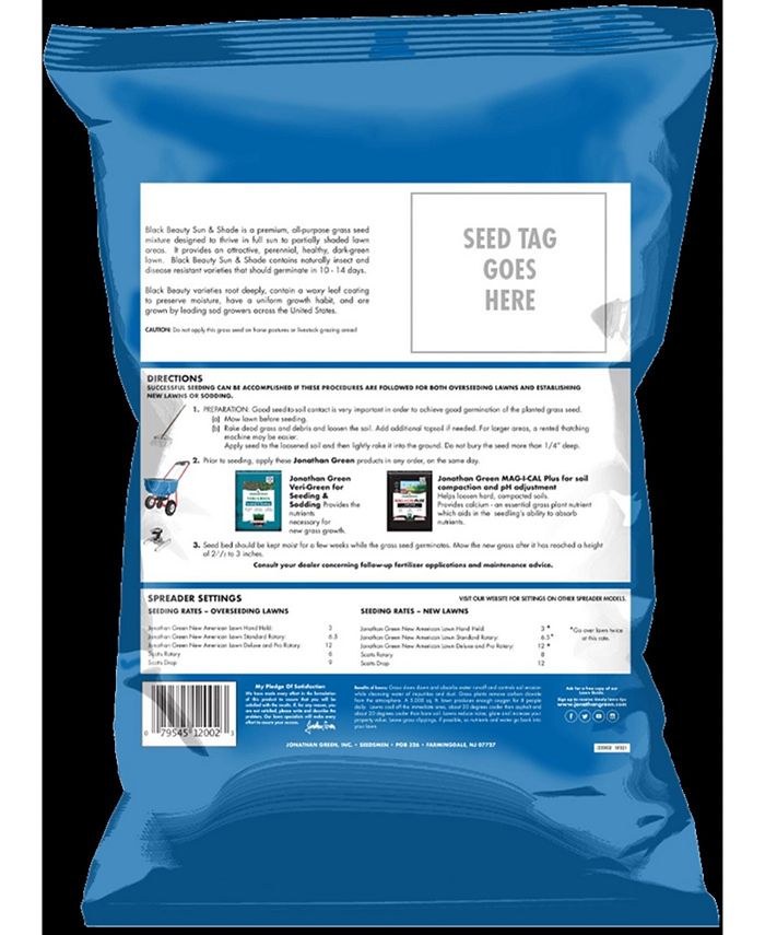 Jonathan Green Black Beauty (#12007) Sun & Shade Seed Mix, 50 lb bag ...