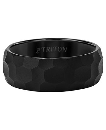 Triton Men's Hammered Finish Wedding Band in Black Tungsten Carbide ...