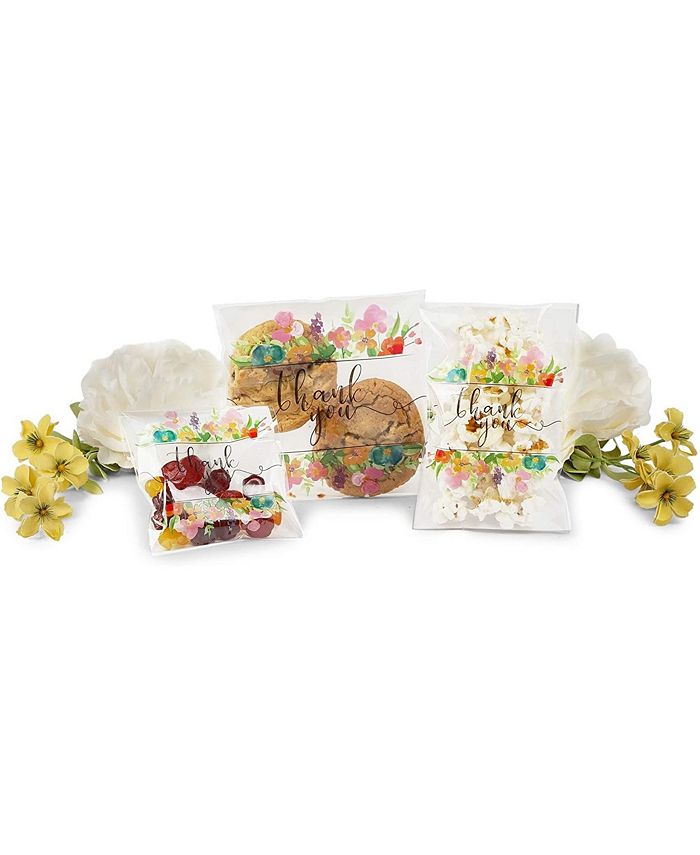Sparkle and Bash Floral Thank You Goodie Bags, Party Decor in 3 Sizes ...