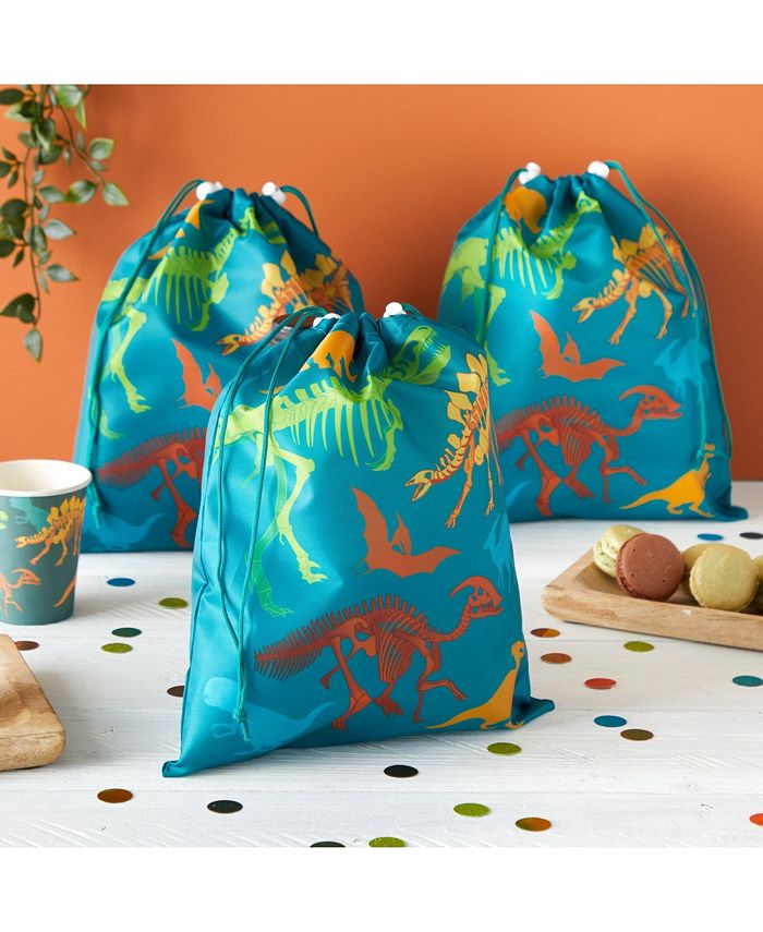 Blue Panda 12 Pack Drawstring Dinosaur Goodie Bags for Kids Birthday ...