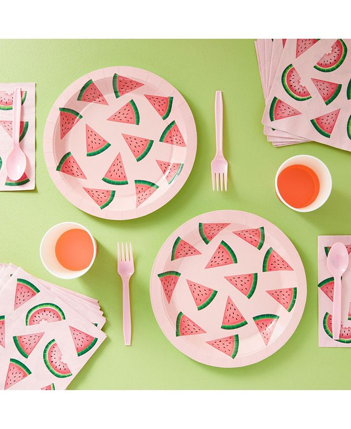 Blue Panda 80 Pack Pink Watermelon Paper Plates for Summer Baby Shower ...