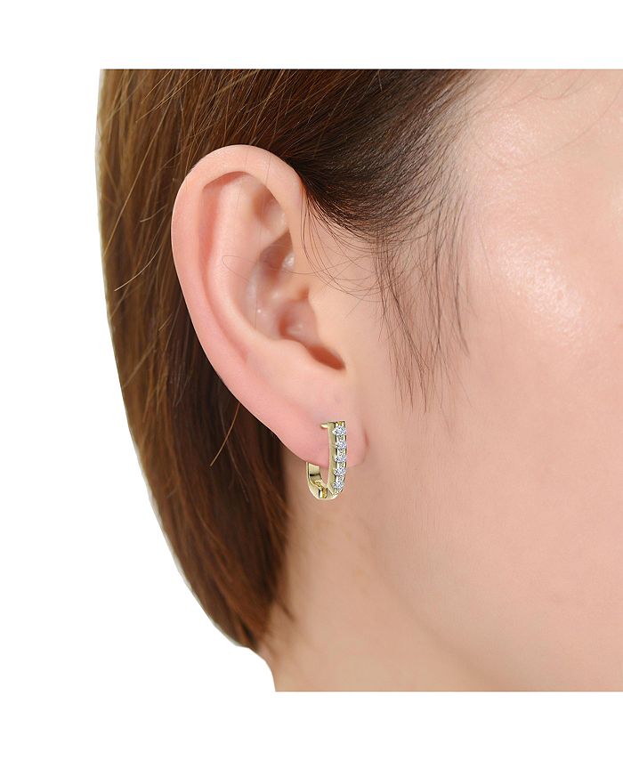 Rachel Glauber 14k Gold Plated Cubic Zirconia Extra Mini Hoop Earrings