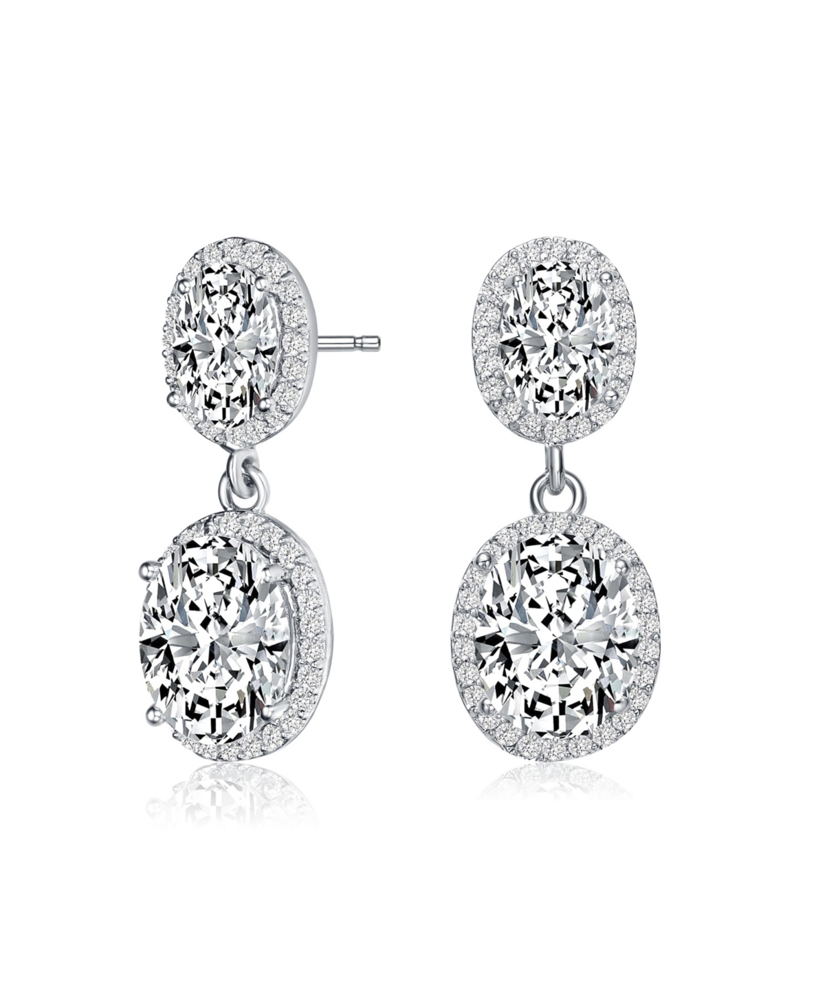Click here for Sterling Silver with Rhodium Plated Two Clear Oval... prices