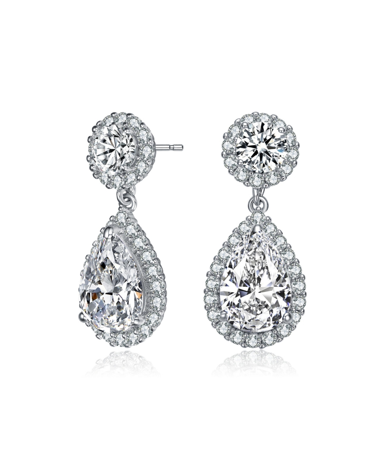 Click here for Sterling Silver with Rhodium Plated Clear Pear and... prices