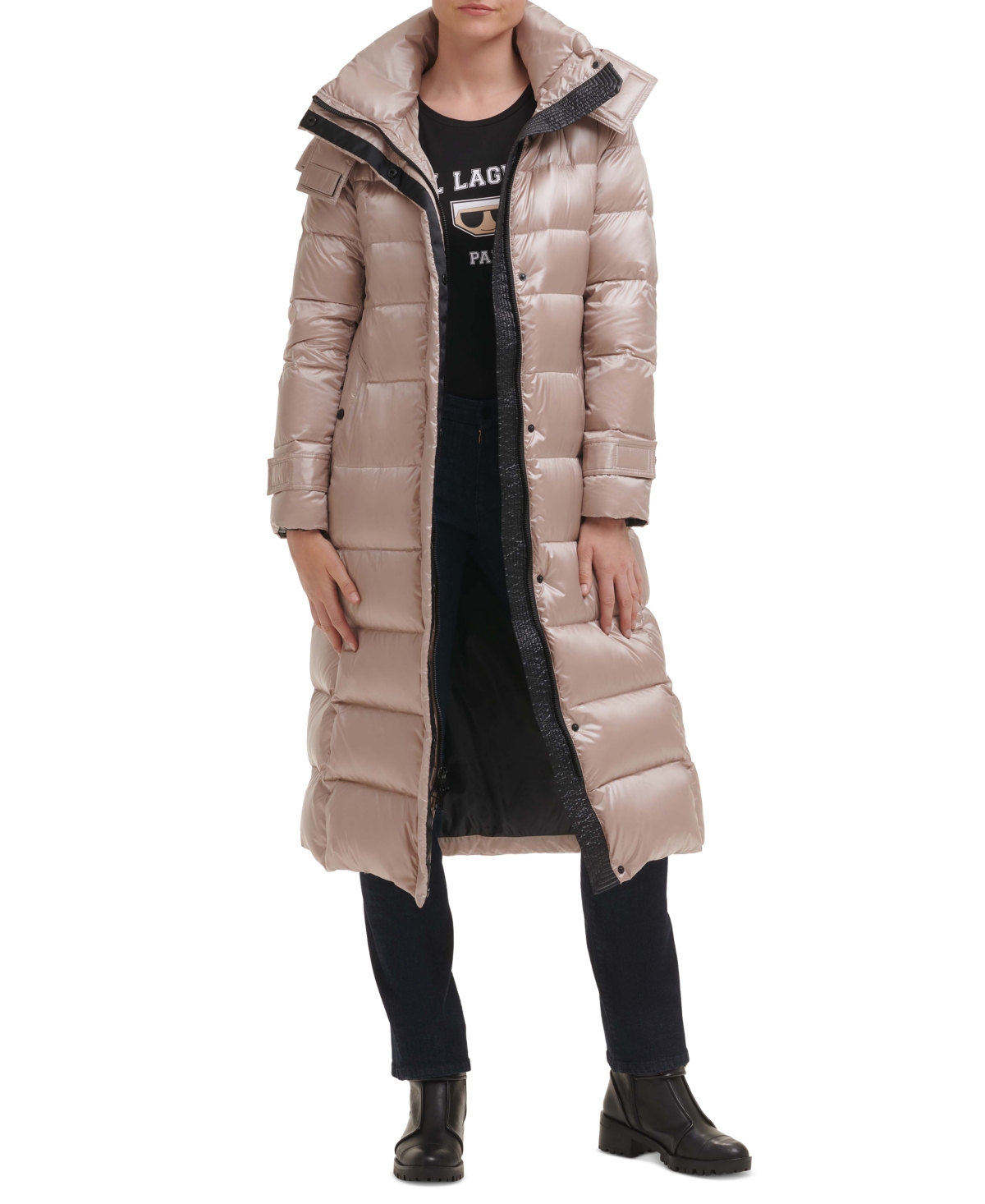 Karl Lagerfeld Paris Women's Belted Hooded Down Puffer Coat | SheFinds Karl Lagerfeld Paris Women's Belted Hooded Down Puffer Coat | SheFinds