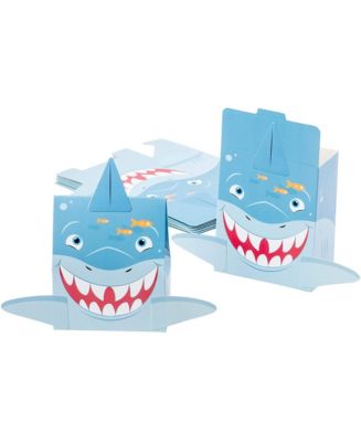 Shark Favor Boxes - 24-Pack Paper Treat Boxes with Die-Cut Shark Design ...