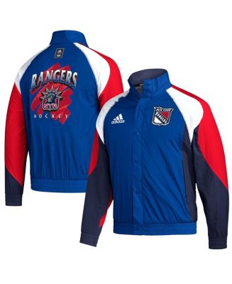 Men's adidas Blue, White New York Rangers Reverse Retro 2.0 Full-Snap ...
