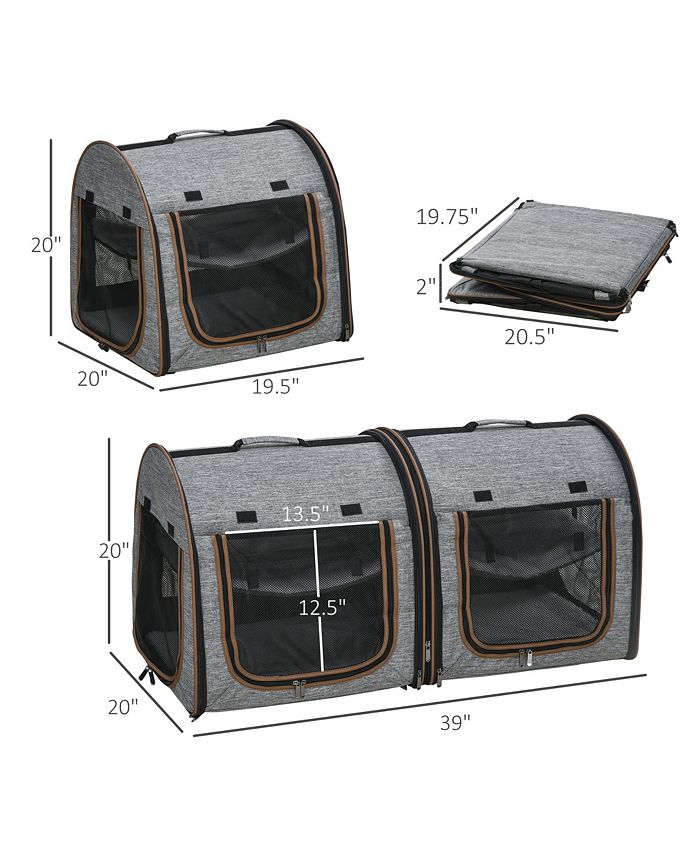 PawHut Large Portable Double Pet Carrier Kennel Bag Oxford Travel Car ...