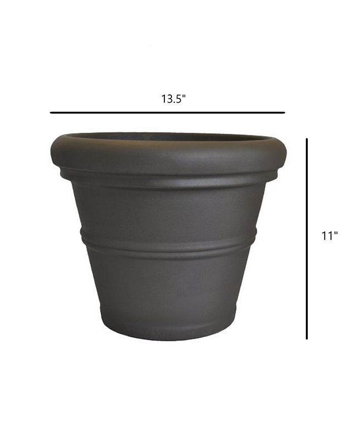 Tusco Products Plastic Rolled Rim Garden Pot, Espresso - Macy's
