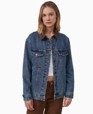 COTTON ON Women's Cord Collar Denim Trucker Jacket - Macy's