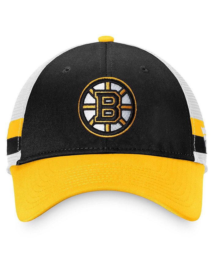 Fanatics Men's Black, Gold Boston Bruins Breakaway Striped Trucker ...