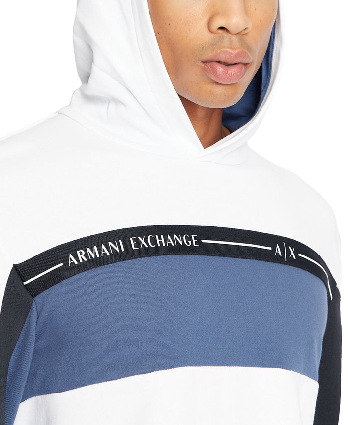 A|X Armani Exchange Men's Colorblocked Hoodie with Ribbon Detail - Macy's